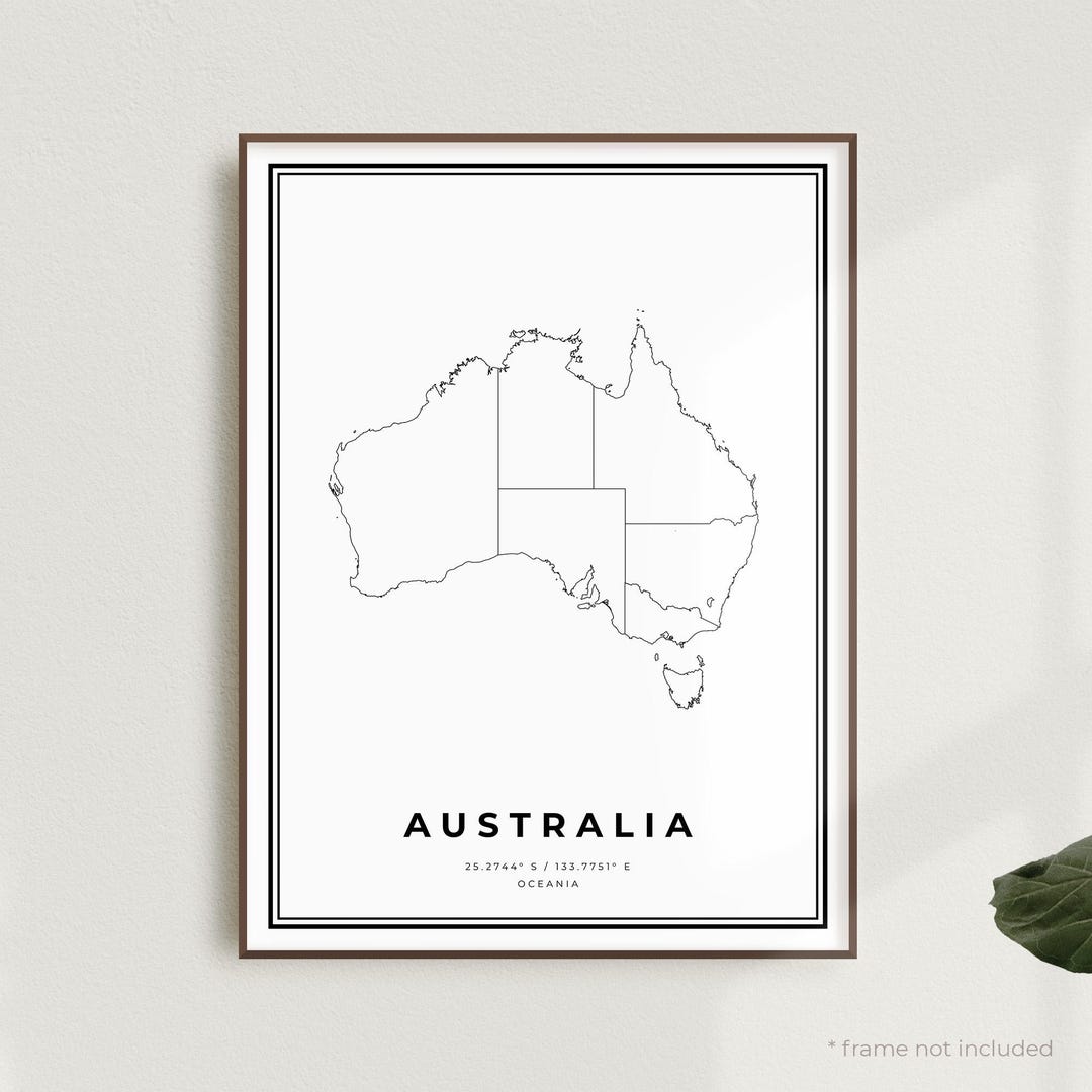 Australia Map Print, Australia Street Map Poster, Oceania, Modern ...