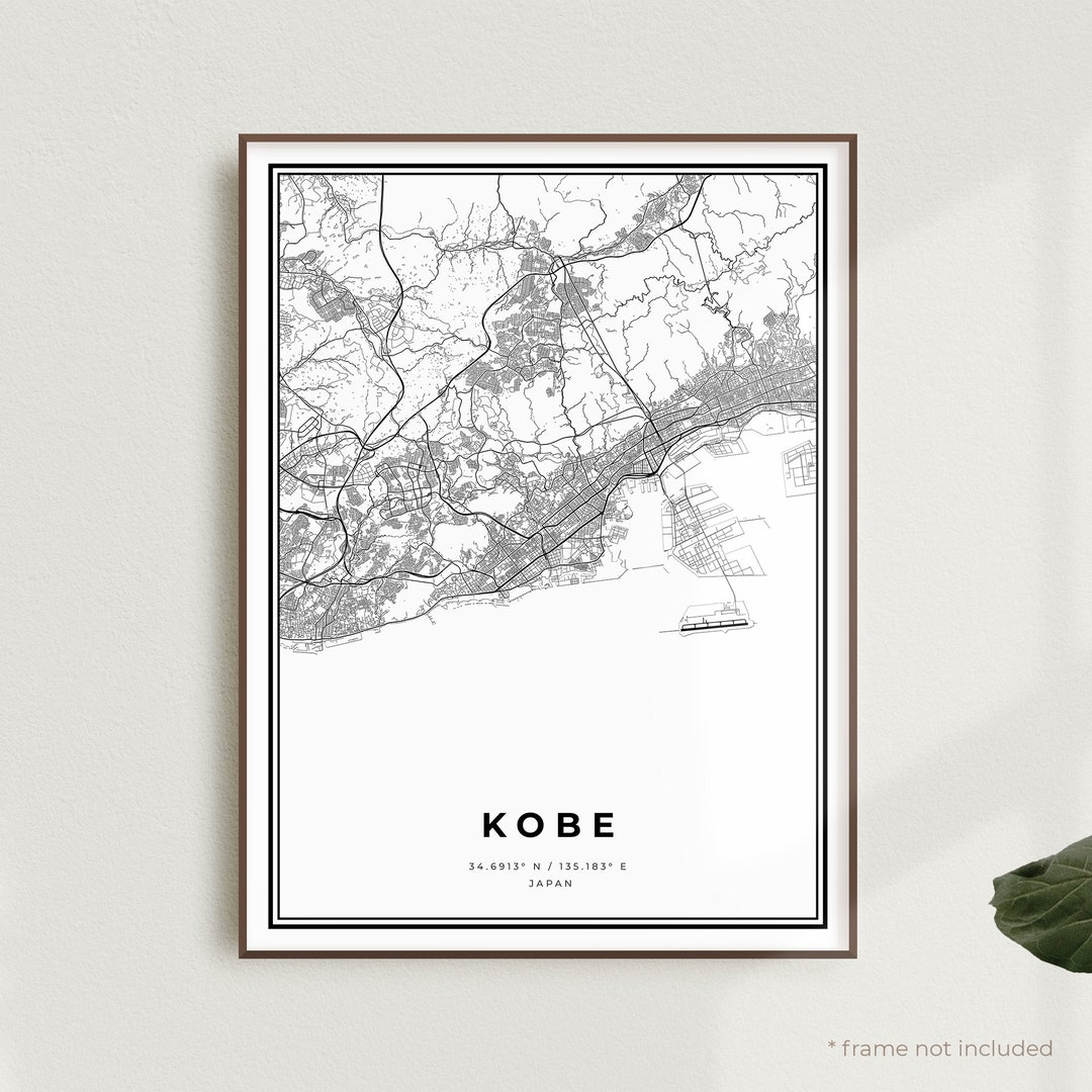 Kobe Map Print, Kobe Street Map Poster,japan, Modern Minimalist Map ...