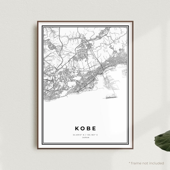 Kobe Map Print Kobe Street Map Posterjapan Modern - Etsy