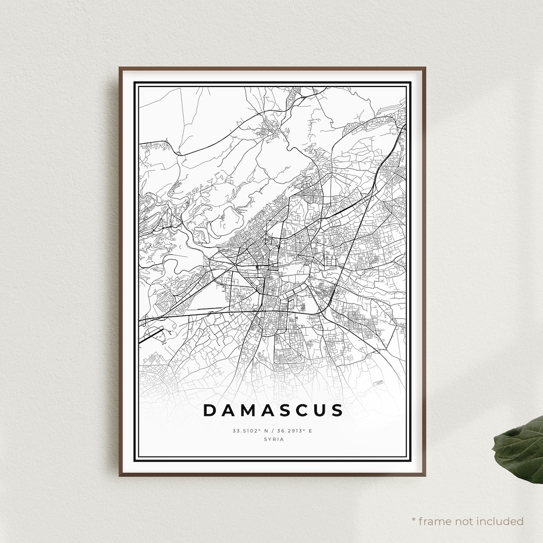 Damascus Map Print, Damascus Street Map Poster, syria, Modern ...