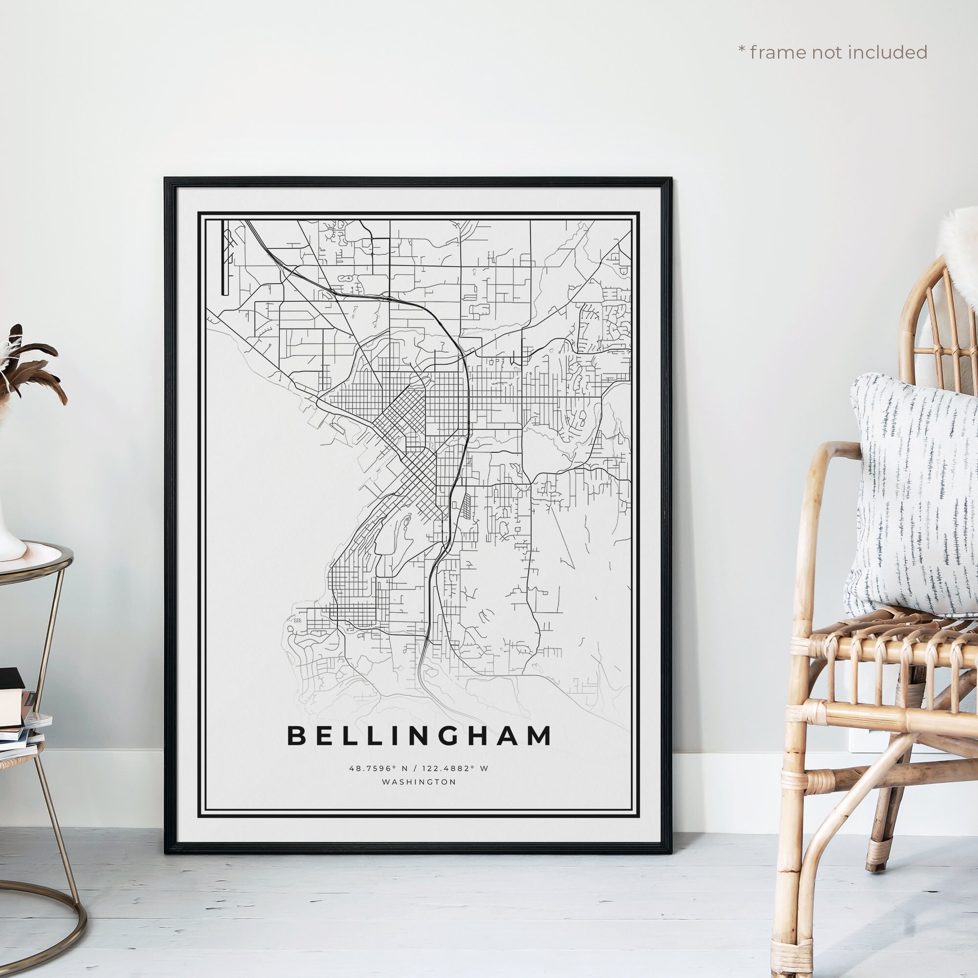 Bellingham Map Print Bellingham Street Map Poster | Etsy