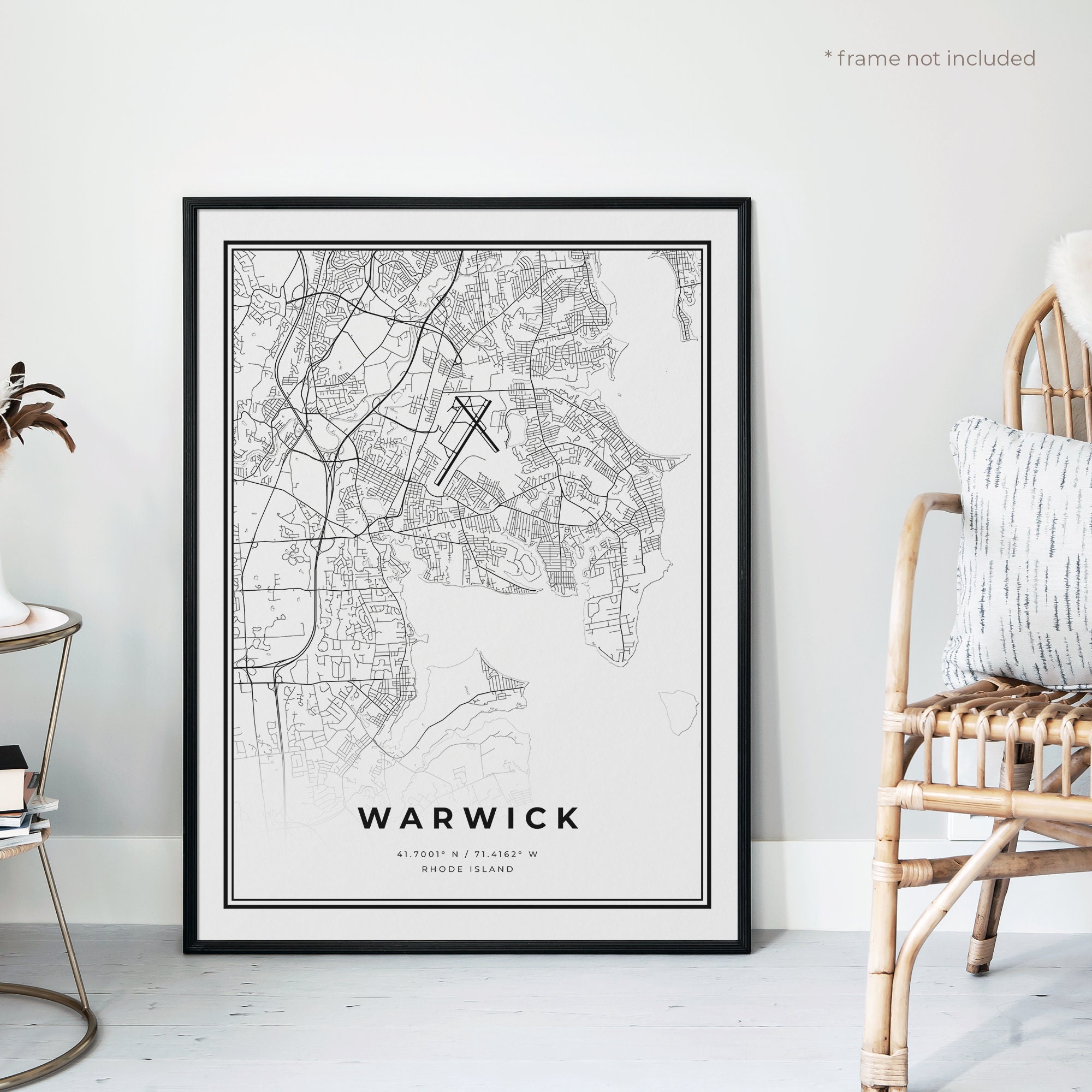 Warwick Map Print Warwick Street Map Poster Rhode Island - Etsy