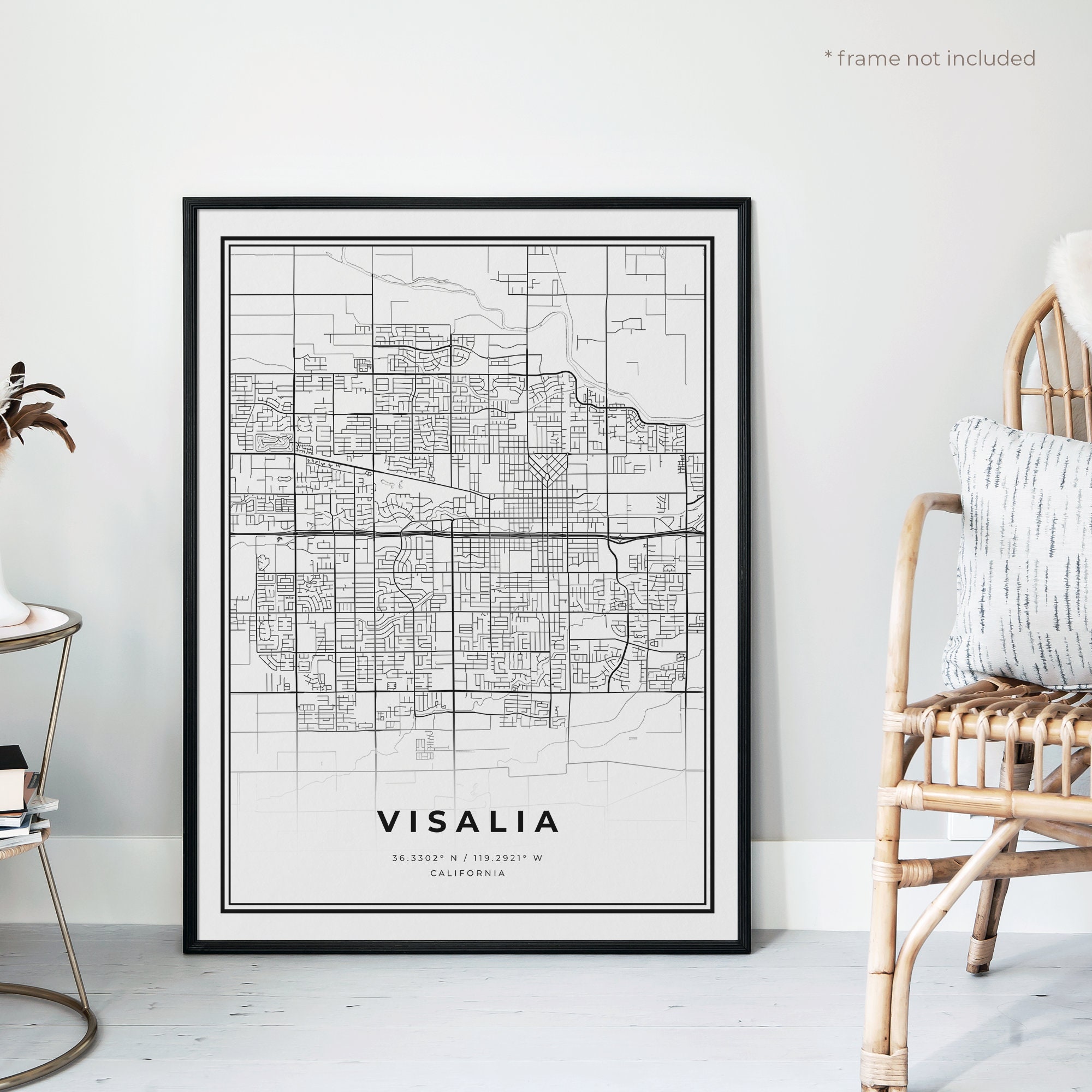 Visalia Map Print Visalia Street Map Poster California | Etsy