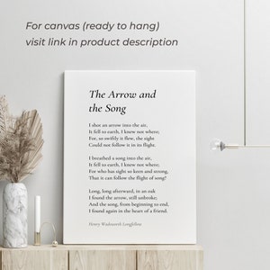 The Arrow by Henry Wadsworth Longfellow Poem Print Poetry Print Gift ...