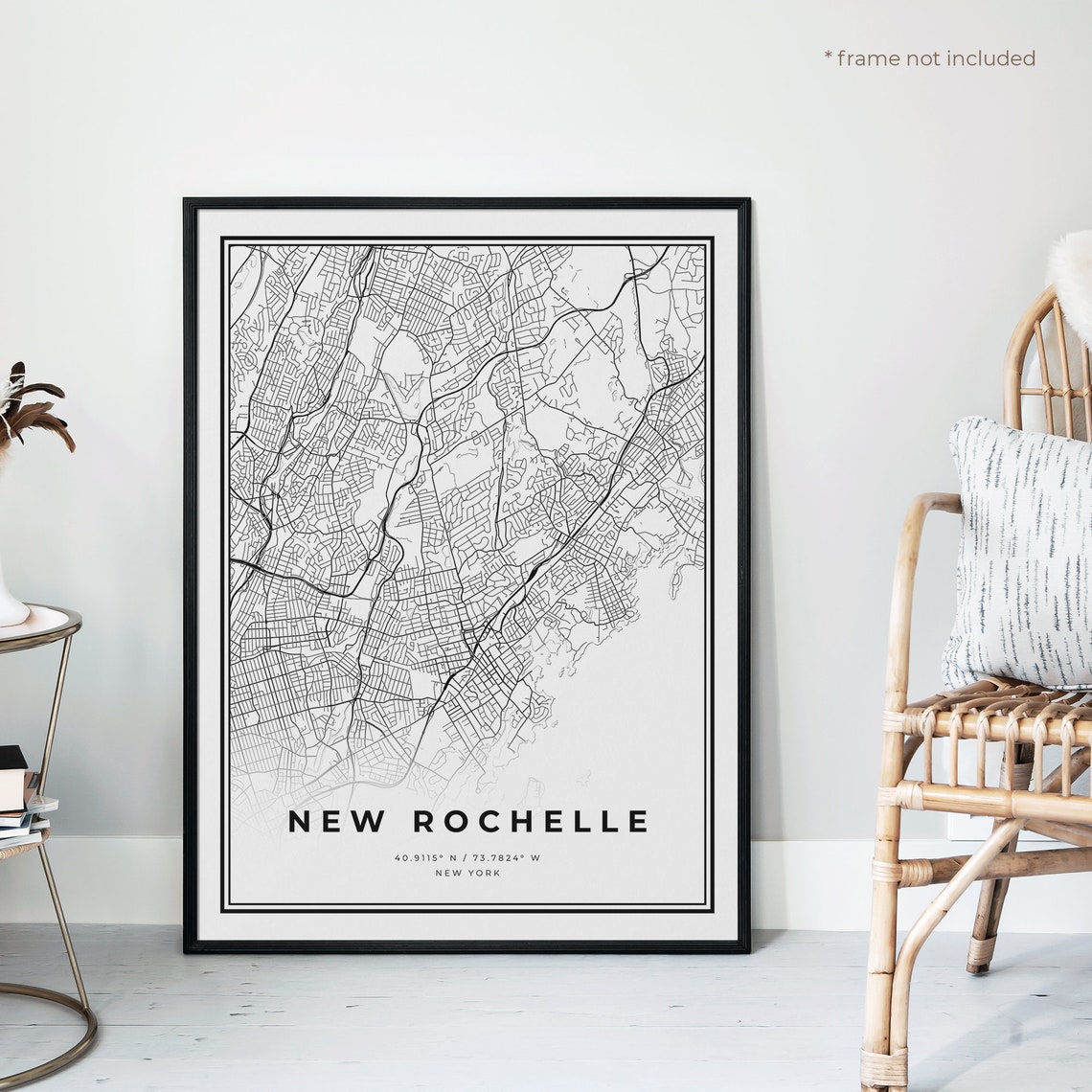 New Rochelle Map Print New Rochelle Street Map Poster New | Etsy