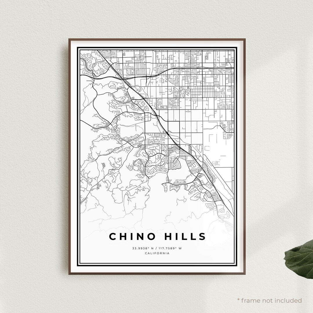 Chino Hills Map Print, Chino Hills Street Map Poster, California ...