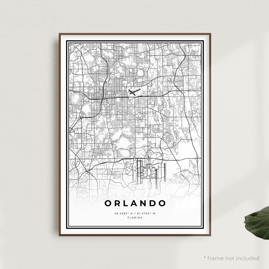 Orlando Map Print, Orlando Street Map Poster, Florida, Modern ...
