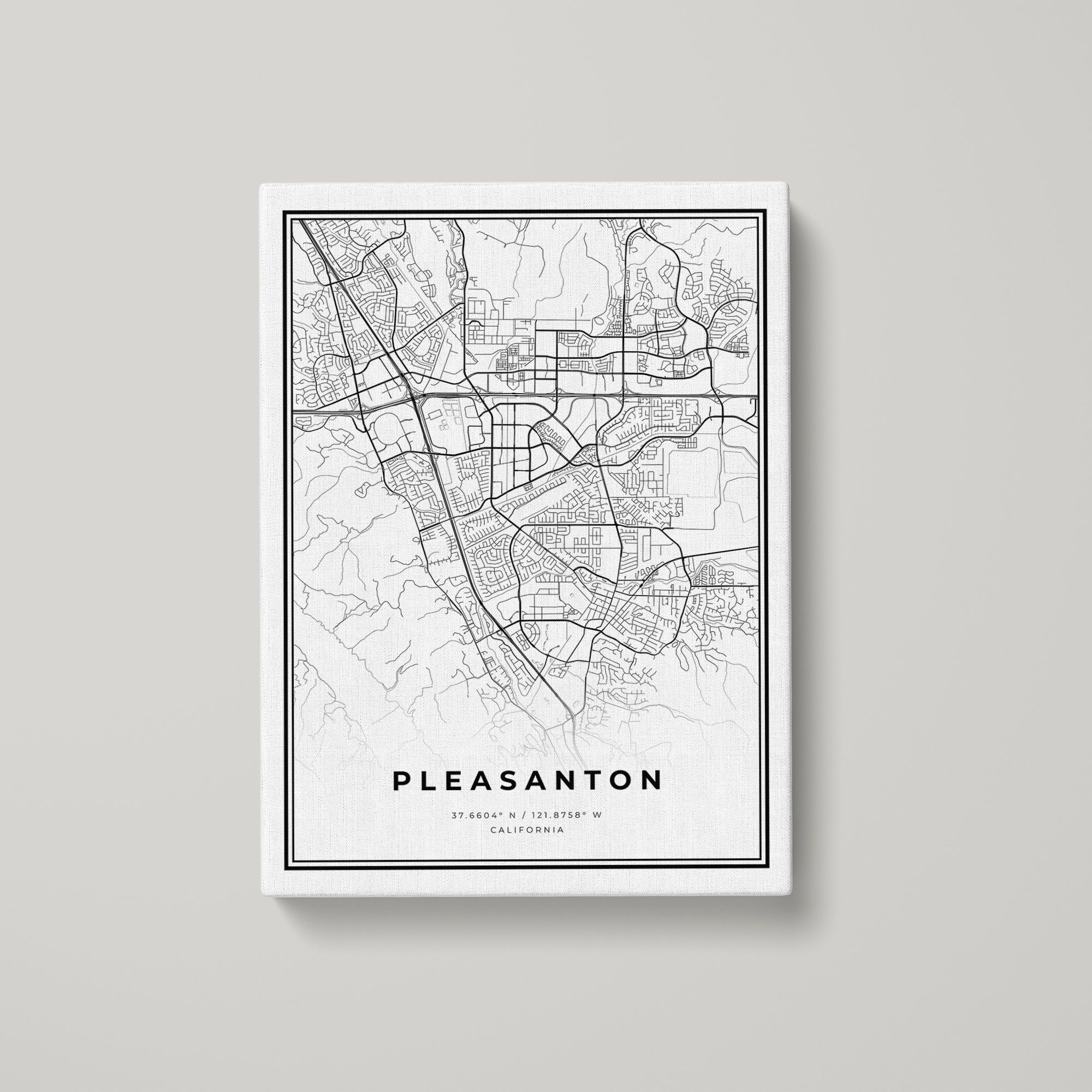 Pleasanton Map Print Pleasanton Street Map Canvas | Etsy