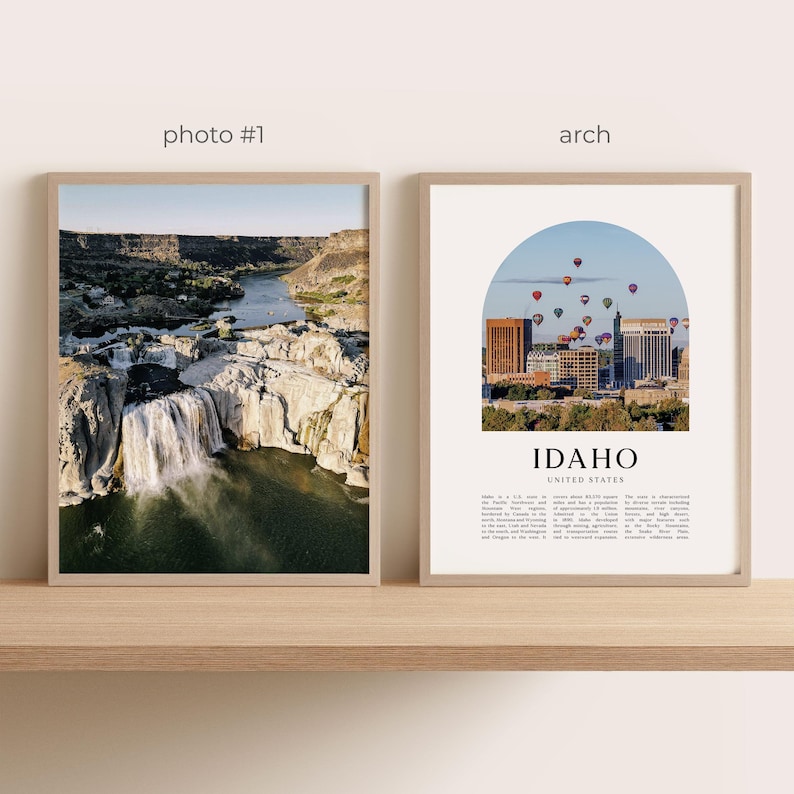 Idaho Wall Art Set of 6, Nature Travel Prints, State Map and Landscape ...