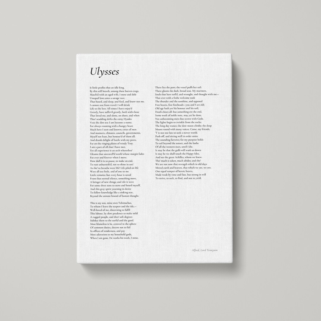 Ulysses by Alfred Lord Tennyson Poem – Canvas Print, Poetry Print Gift ...