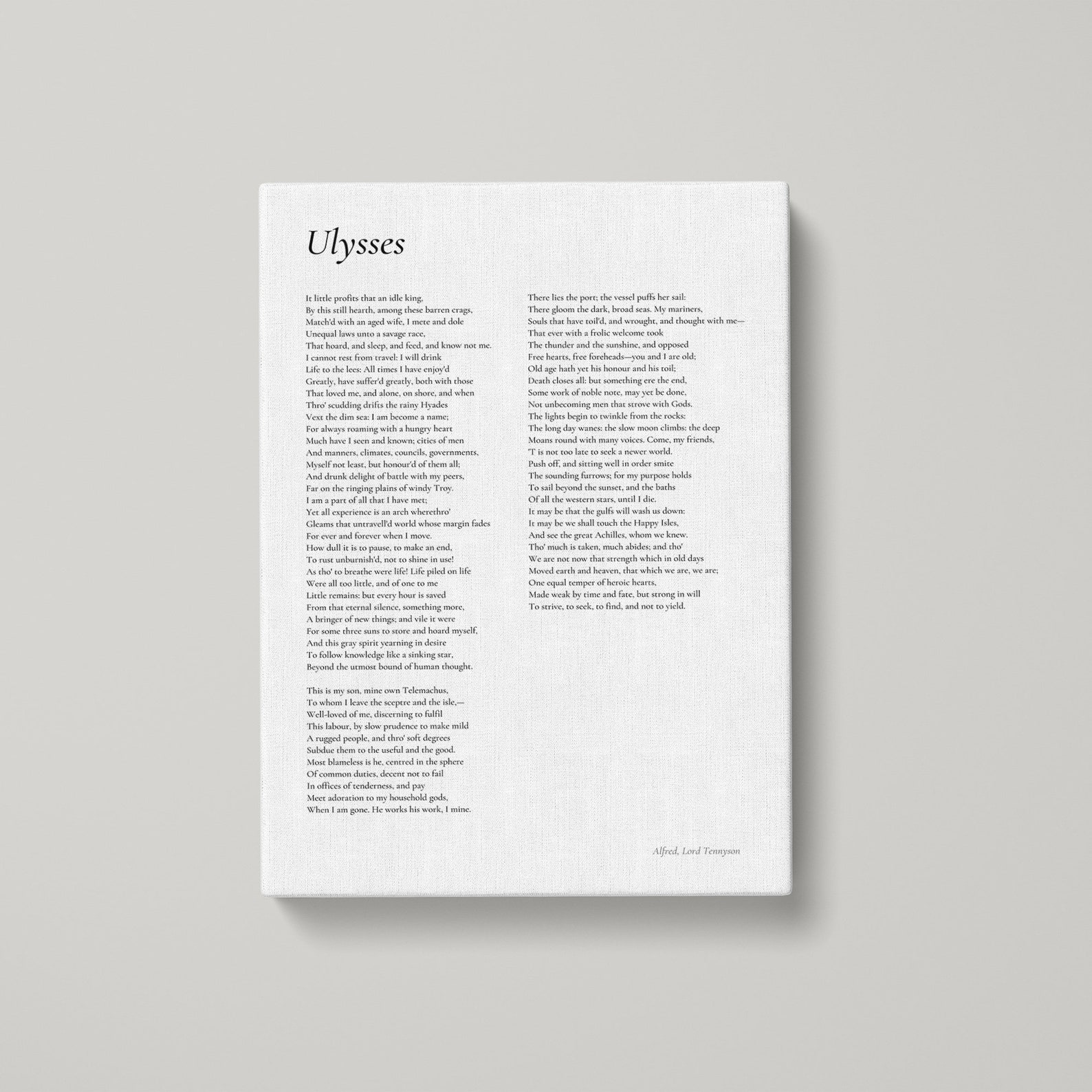 Ulysses by Alfred Lord Tennyson Poem Canvas Print Poetry | Etsy
