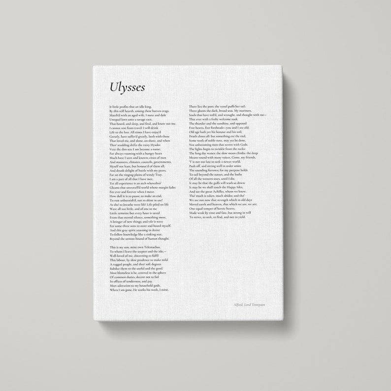 Ulysses by Alfred Lord Tennyson Poem Canvas Print Poetry | Etsy