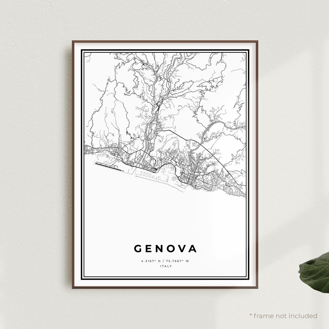 Genova Map Print Genova Street Map Posteritaly Modern - Etsy