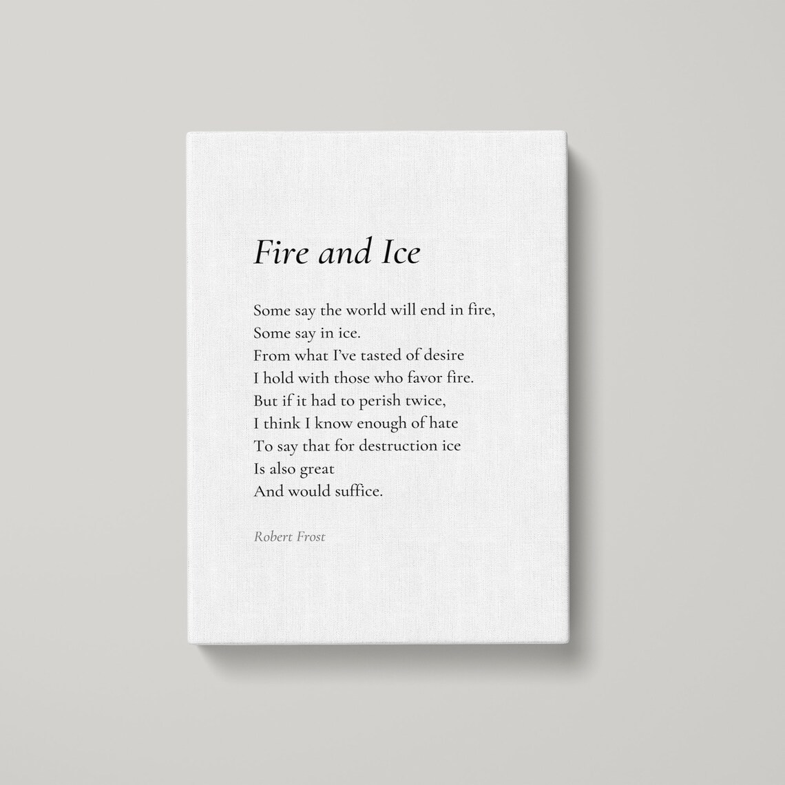 Fire and Ice by Robert Frost Poem Canvas Print Poetry Print | Etsy