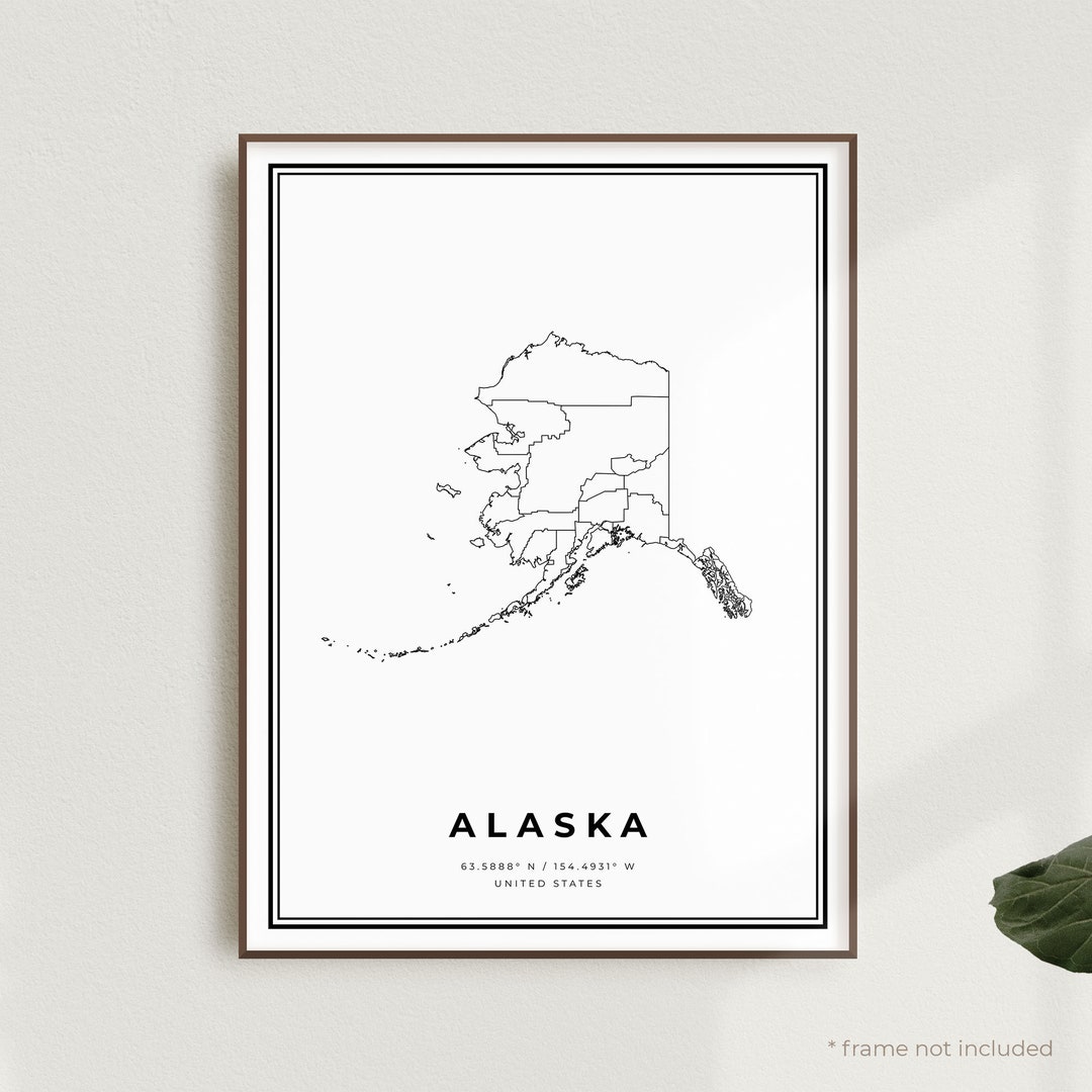 Alaska Map Print, Alaska Street Map Poster, United States, Modern ...