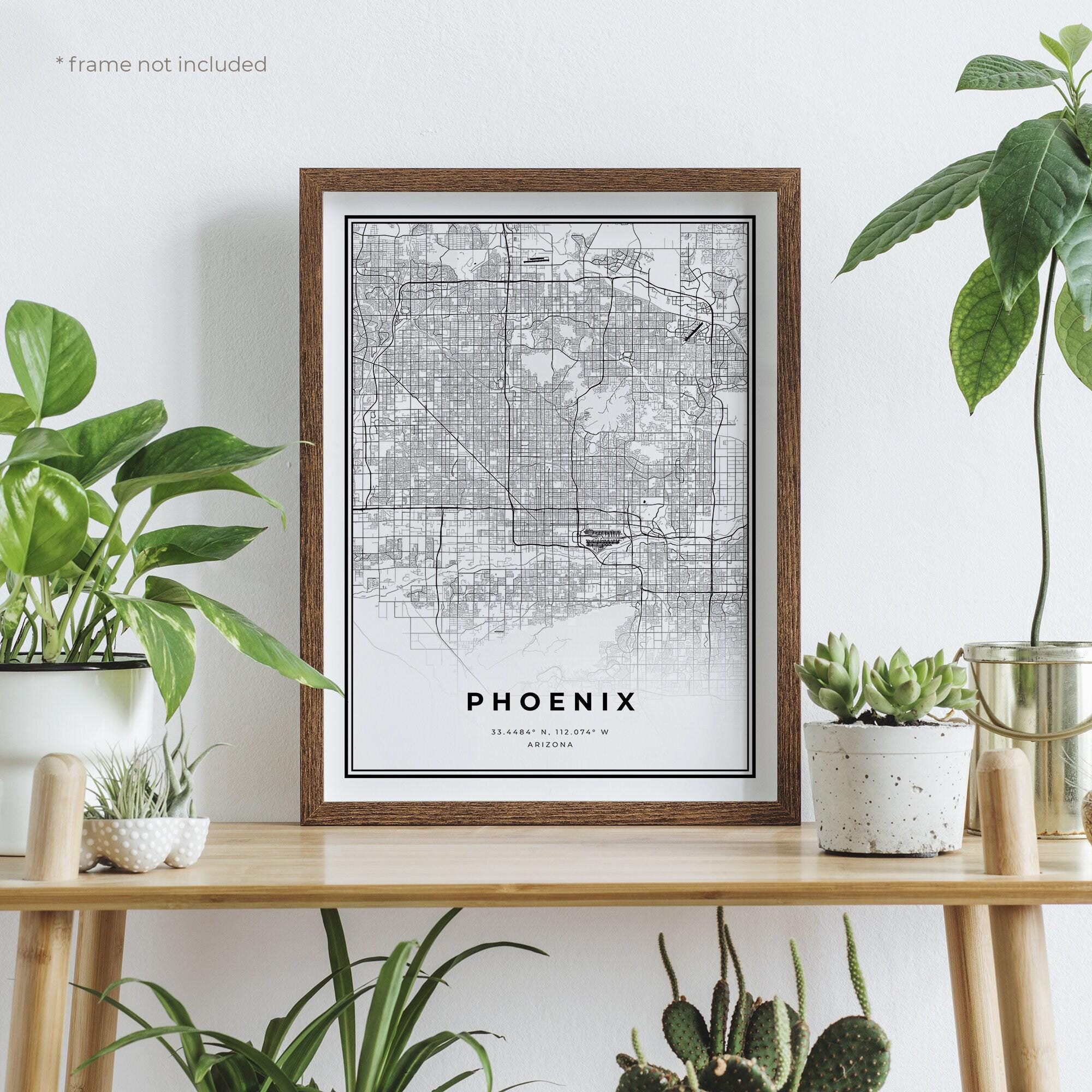 Phoenix Map Print, Phoenix Street Map Poster, Arizona, Modern ...