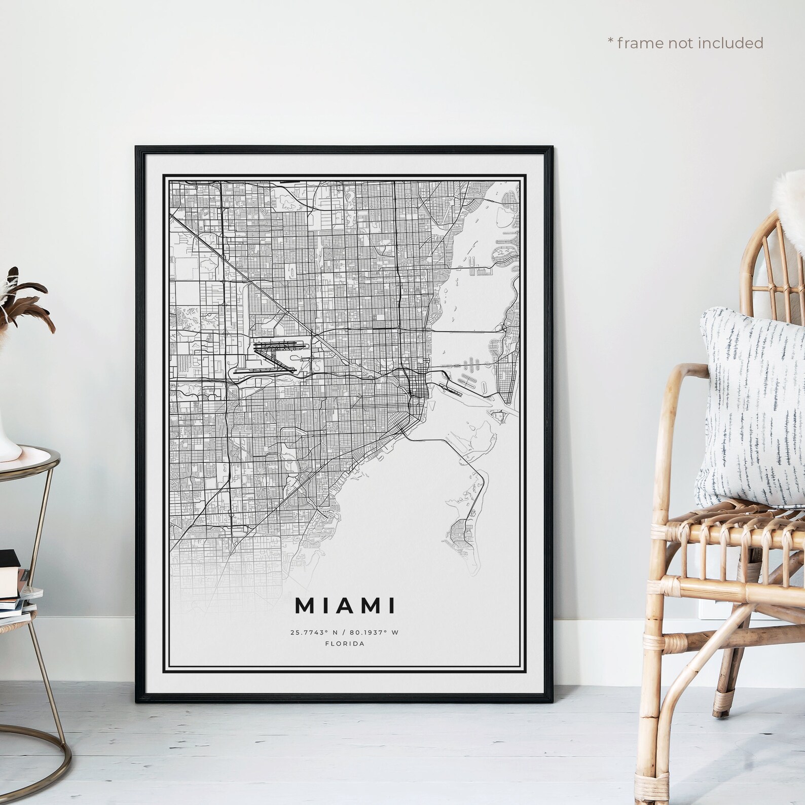 Miami Map Print Miami Street Map Poster Florida Modern | Etsy