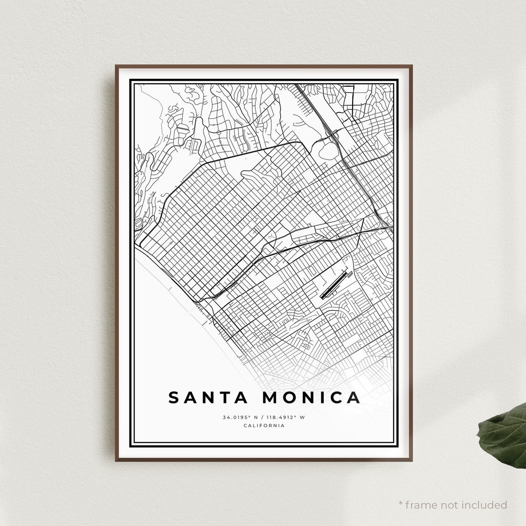 Santa Monica Map Print, Santa Monica Street Map, California, Modern ...