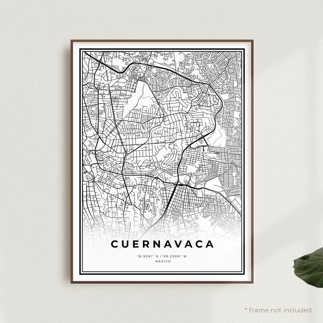 Impresión de mapa de Cuernavaca, póster de mapa de calles de Cuernavaca ...
