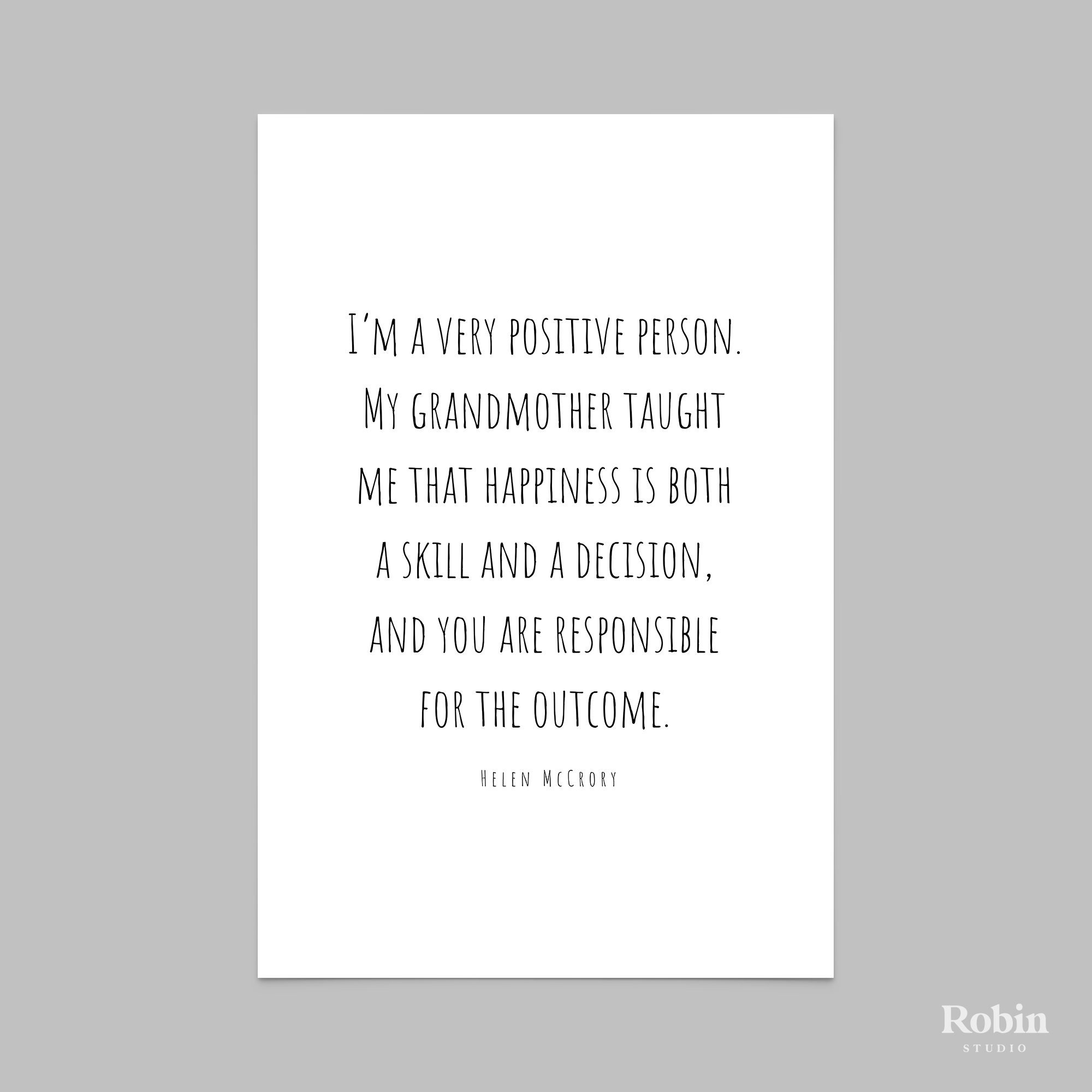 Helen McCrory I am a very positive Quote Print Positive | Etsy