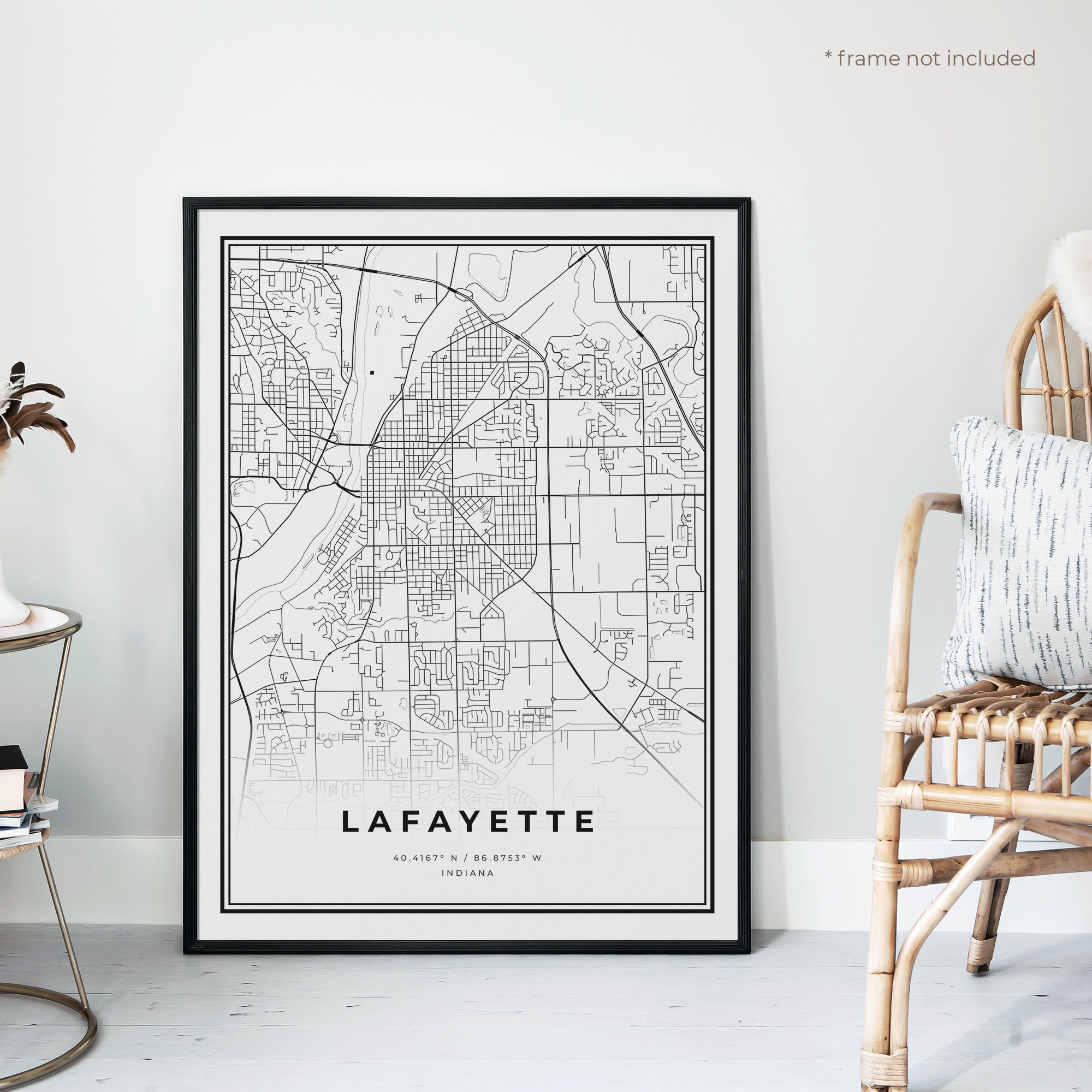 Lafayette Map Print Lafayette Street Map Poster Indiana - Etsy