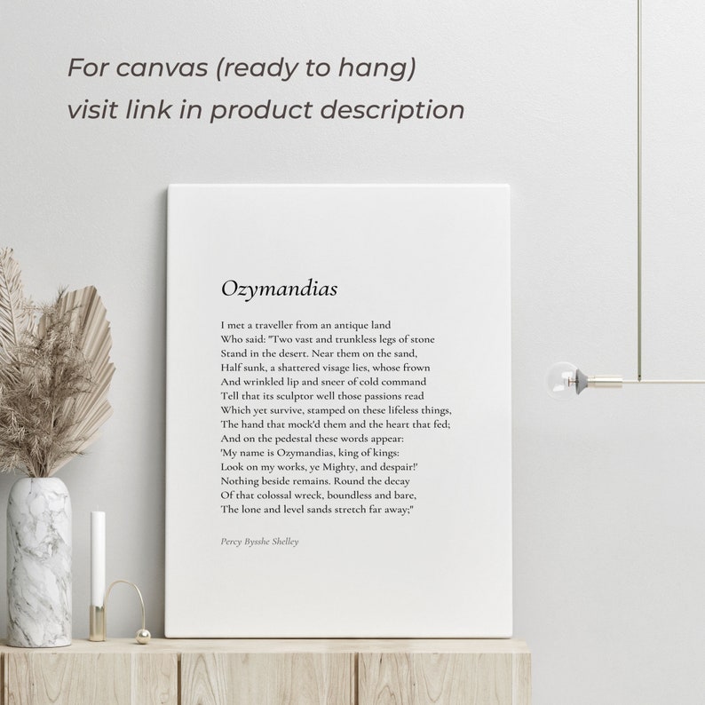 Ozymandias by Percy Bysshe Shelley Poem Print Poetry Print | Etsy