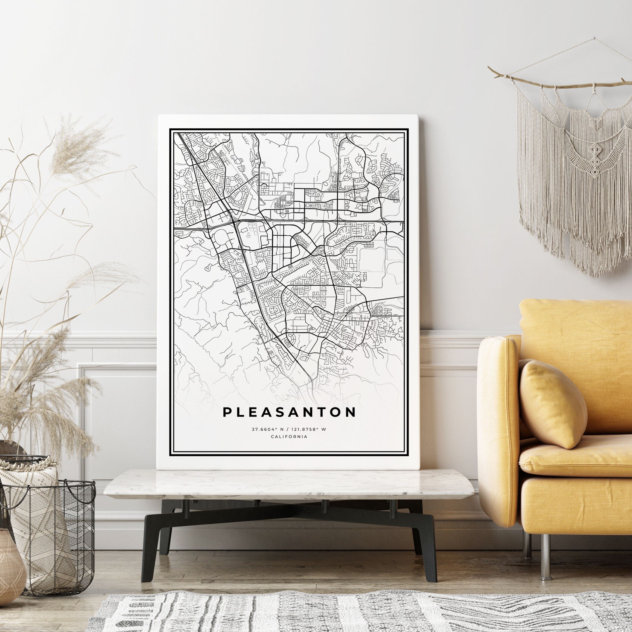 Pleasanton Map Print Pleasanton Street Map Canvas | Etsy