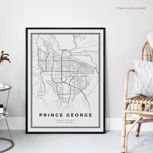 Prince George Map Print, Prince George Street Map Poster, Canada ...