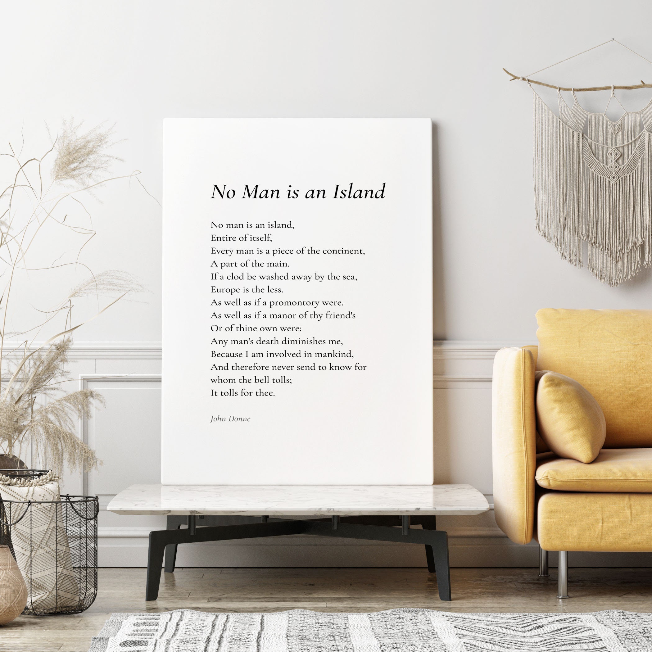 John Donne No Man is an Island Poem Canvas Print Poetry - Etsy