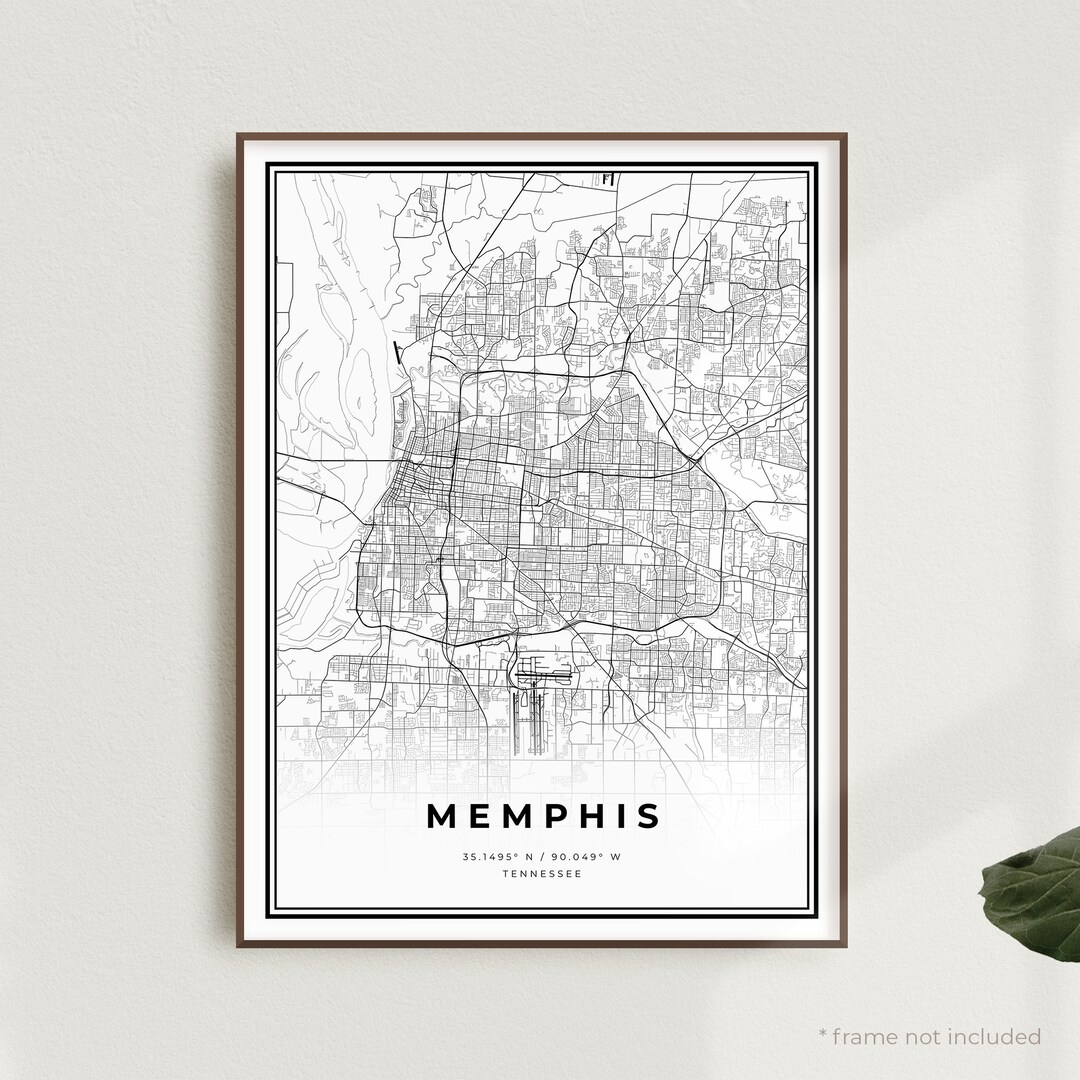 Memphis Map Print, Memphis Street Map Poster, Tennessee, Modern ...