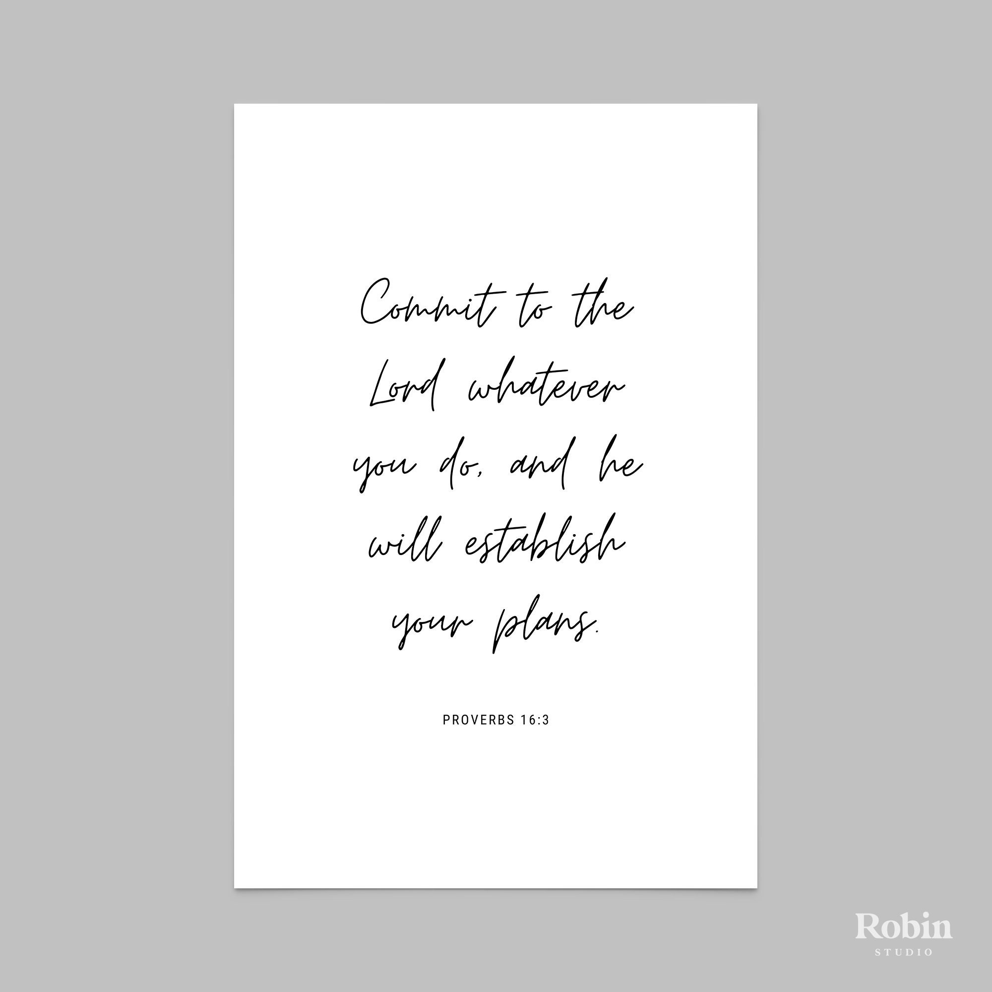 Proverbs 16:3 Commit to the Lord Whatever You Do Quote Print - Etsy