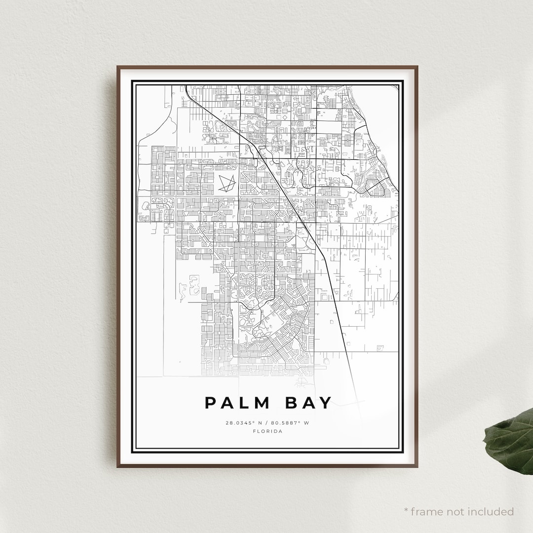 Palm Bay Map Print, Palm Bay Street Map Poster, Florida, Modern ...