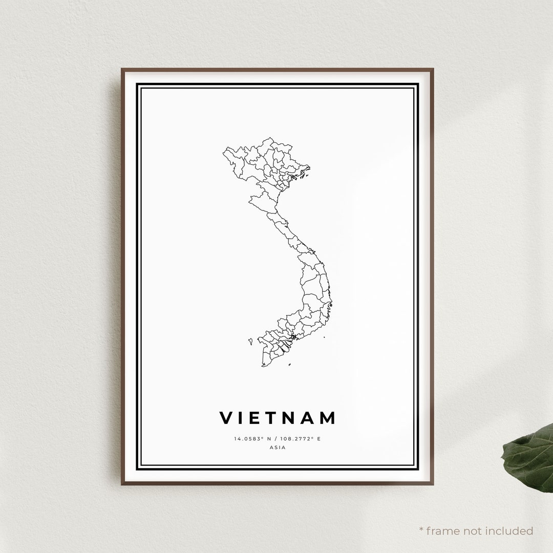 Vietnam Map Print, Vietnam Street Map Poster, Asia, Modern Minimalist ...