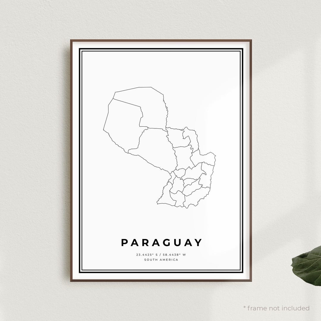 Paraguay Map Print, Paraguay Street Map Poster, South America, Modern ...
