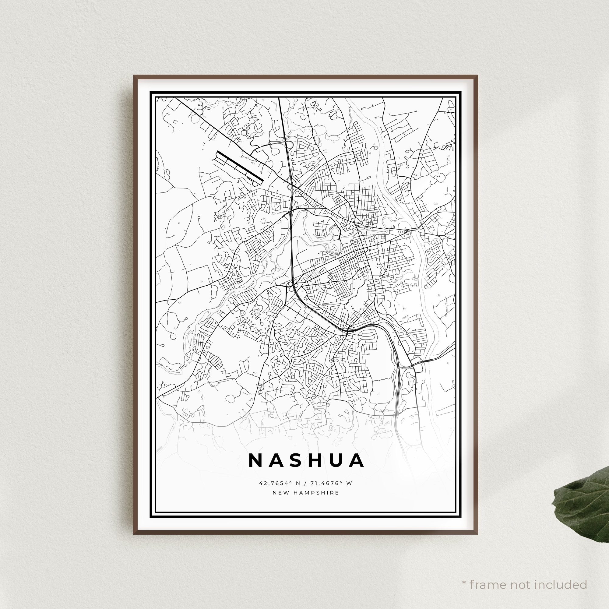 Nashua Map Print, Nashua Street Map Poster, New Hampshire, Modern ...
