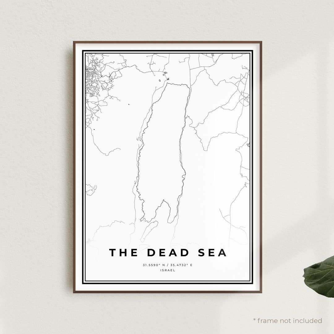 The Dead Sea Map Print, the Dead Sea Street Map Poster, Israel, Modern ...
