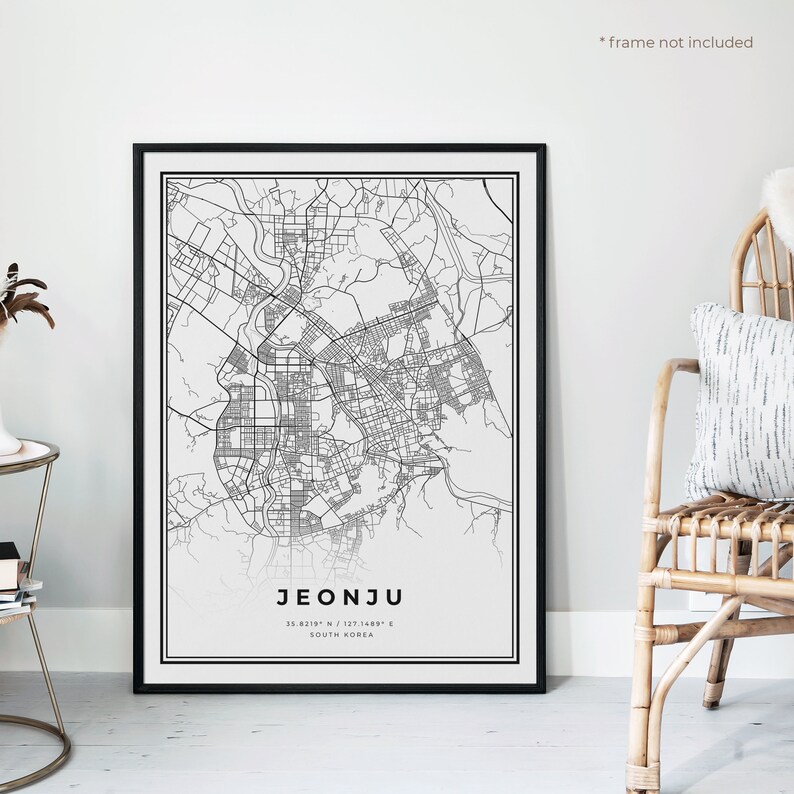 Jeonju Map Print, Jeonju Street Map Poster, south Korea, Modern ...