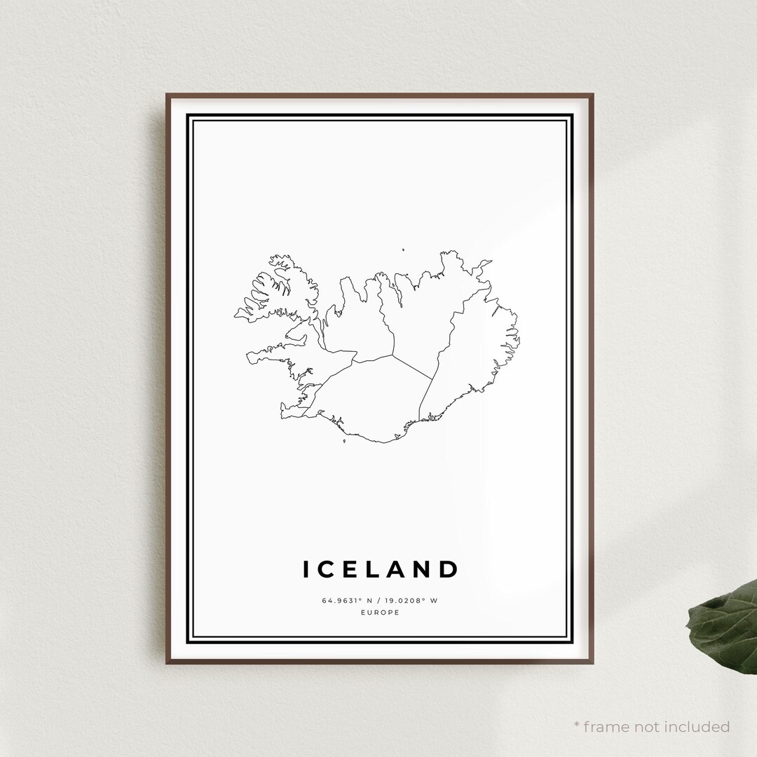 Iceland Map Print, Iceland Street Map Poster, Europe, Modern Minimalist ...