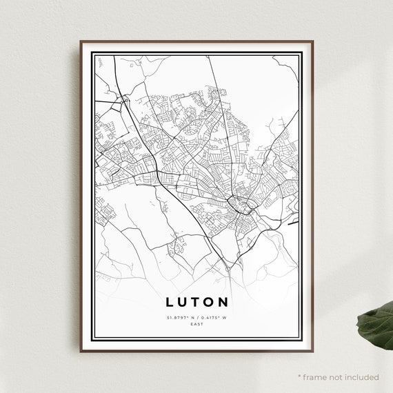 Digital Prints City Map Art City Map Print Luton Poster Wall Art Print ...