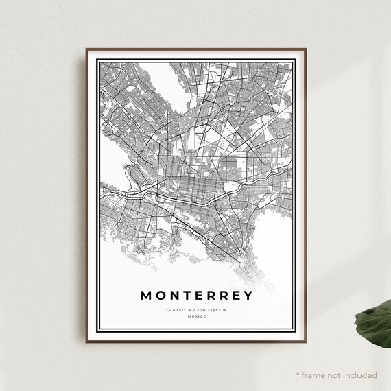 Monterrey Map Print Monterrey Street Map Poster Mexico - Etsy