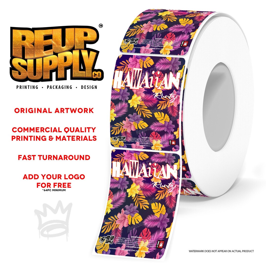 HAWAIIAN RUNTZ Cannabis Strain Artwork HD Labels by Reupsupply 3.5g, 7g ...