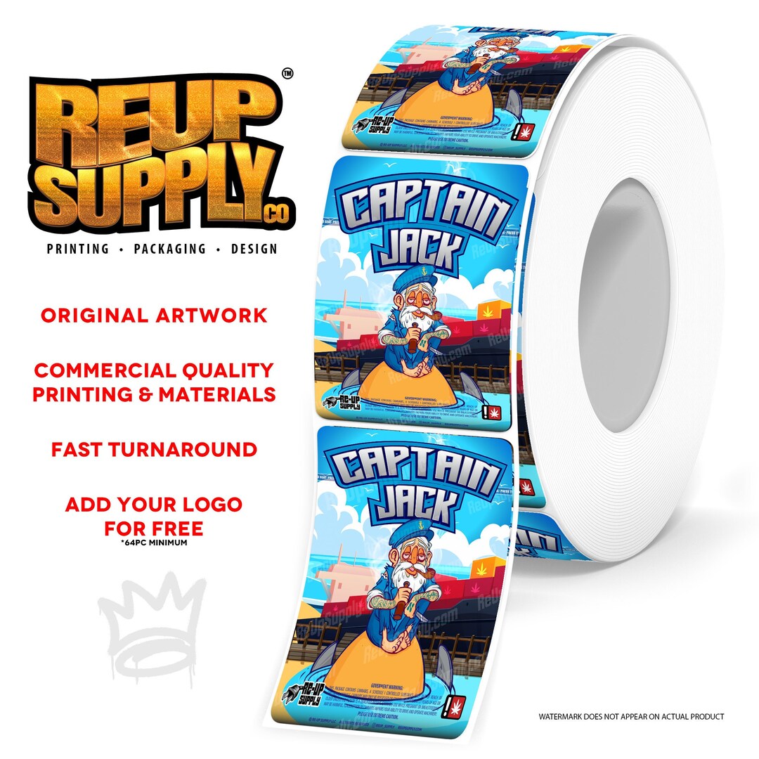 CAPTAIN JACK Cannabis Strain Artwork HD Labels by Reupsupply 3.5g, 7g ...