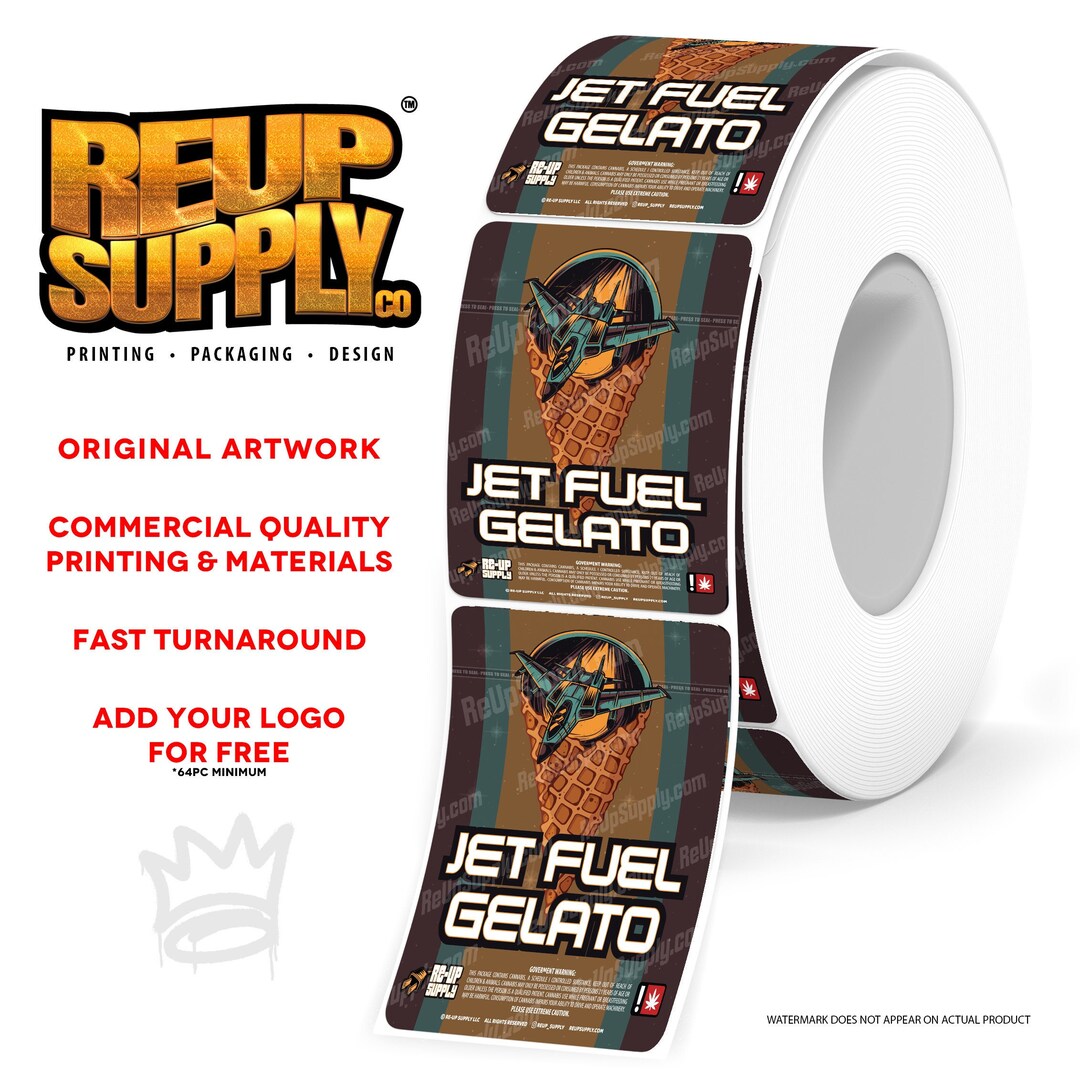 JET FUEL GELATO Cannabis Strain Artwork Labels by Reupsupply - Etsy