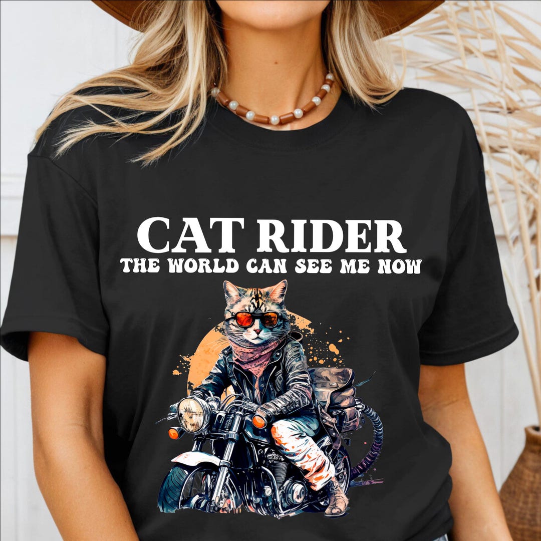 Funny Cat Motorcycle Rider T-shirt T Shirt Tshirt Tee Shirt for Women ...