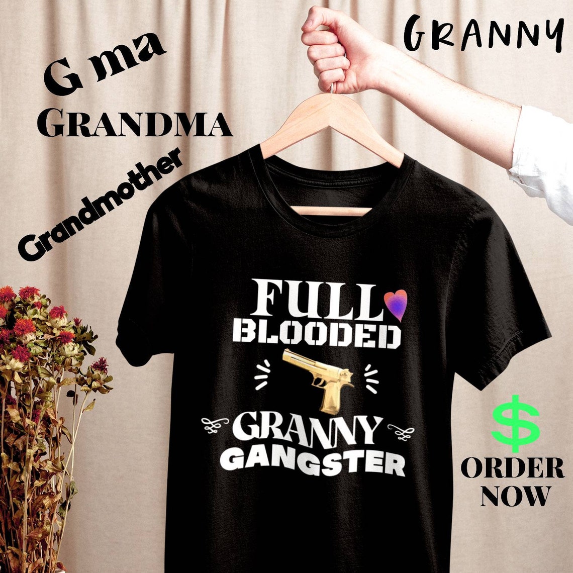 Full Blooded Granny Gangster T-shirt, Granny Shirt, Christmas Gift for ...