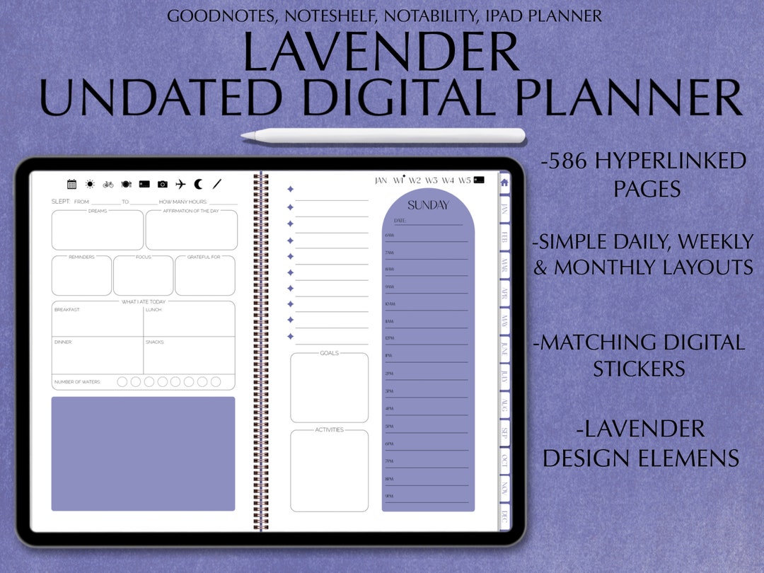 Lavender Digital Planner, Undated Digital Planner, iPad Planner ...