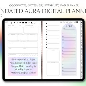 Undated Digital Planner, Gradient Planner, Aura Planner, Digital ...