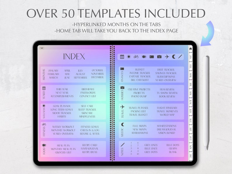 Undated Digital Planner, Gradient Planner, Aura Planner, Digital ...