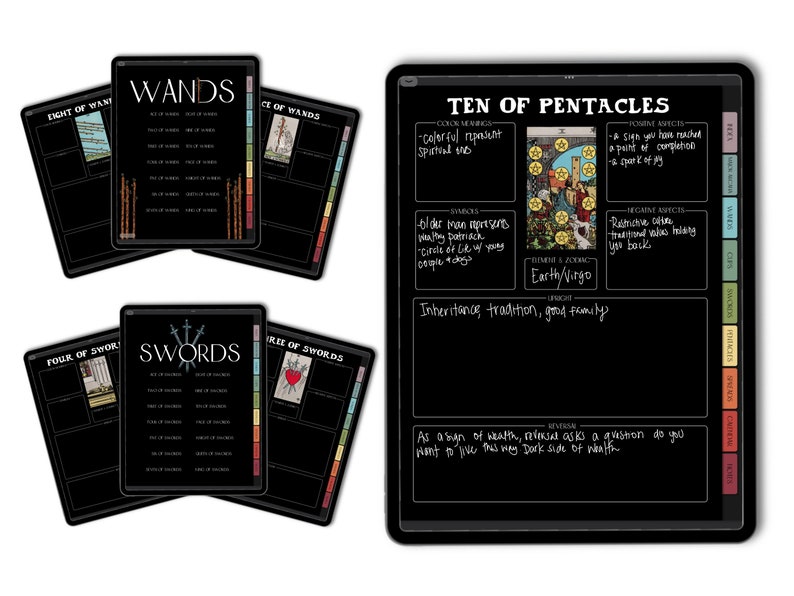 Dark Digital Tarot Journal Bundle Tarot Planner Tarot Card - Etsy