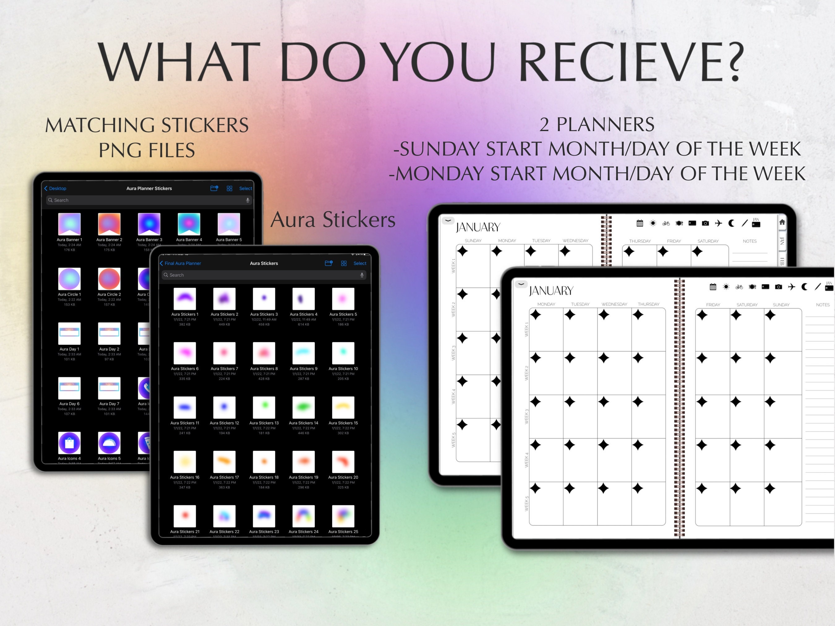 Undated Digital Planner, Gradient Planner, Aura Planner, Digital ...